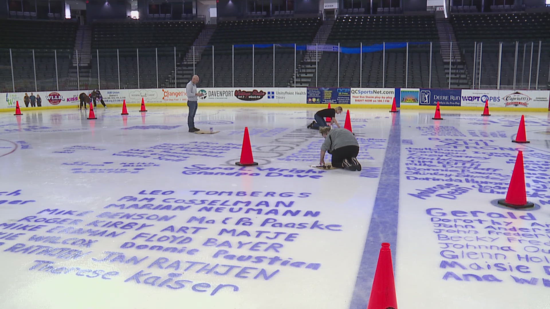 Ice painted at Vibrant Arena for 'Hockey Fights Cancer' | wqad.com