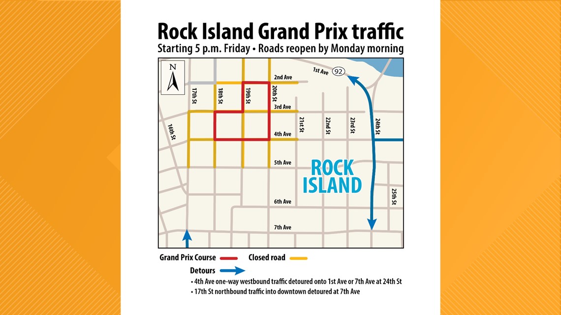 Road closures starting 5 p.m. Friday for Rock Island Grand Prix | wqad.com