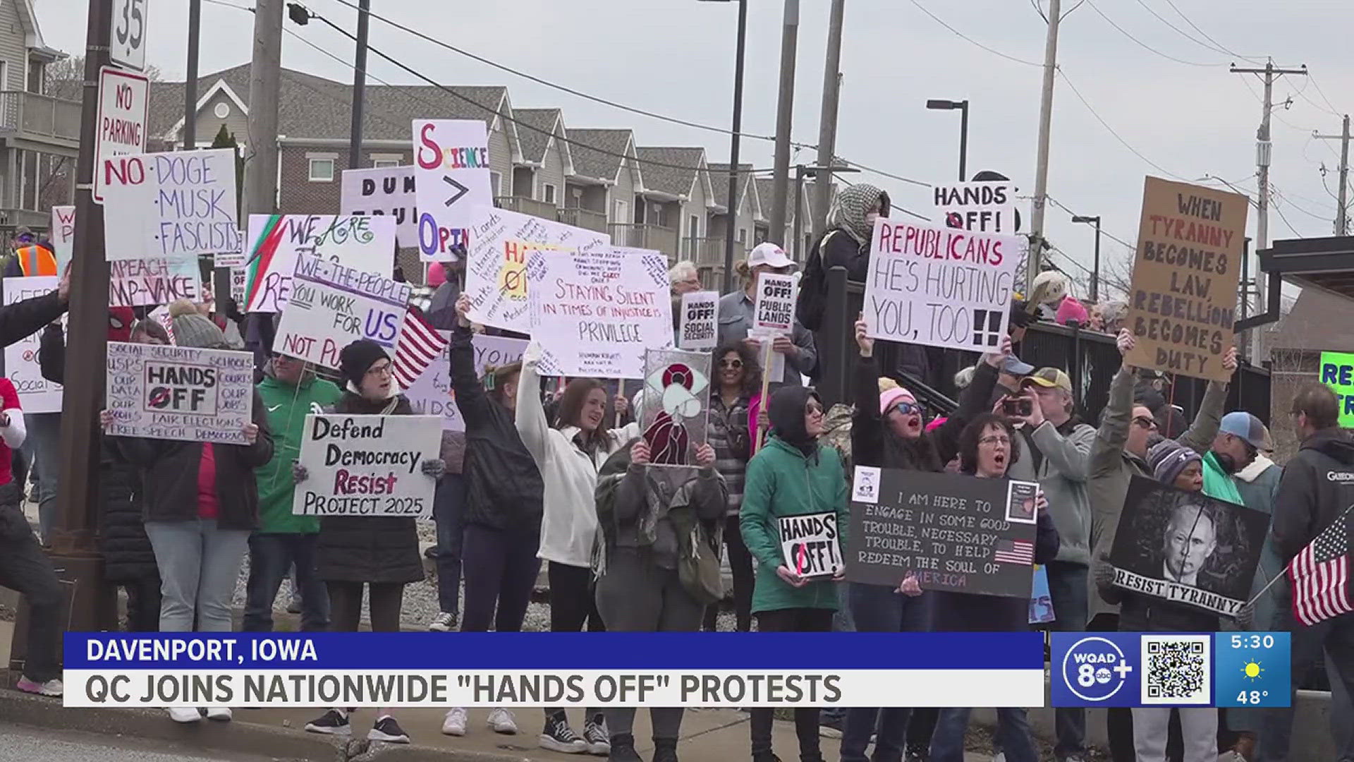 Nationwide ‘Hands Off!’ protest finds support in Davenport | wqad.com
