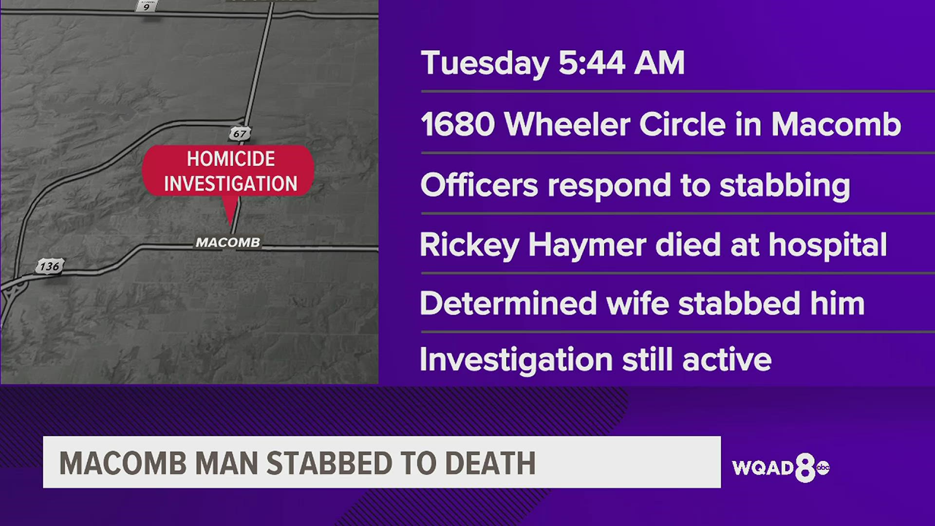 Husband dies in hospital after wife stabs him in Macomb | wqad.com