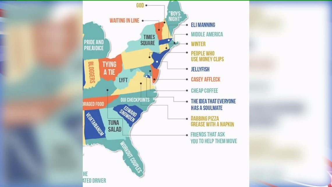 Map shows what each state hates the most | wqad.com