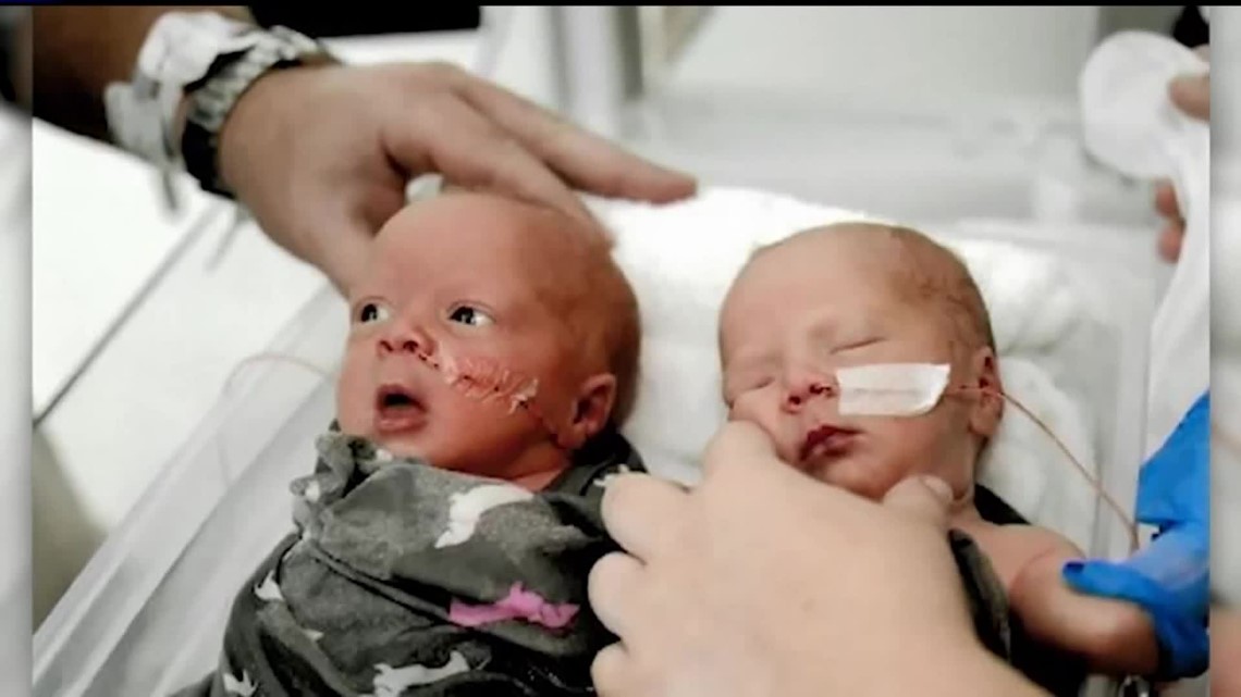 Identical twin babies were delivered by identical twin nurses at a ...