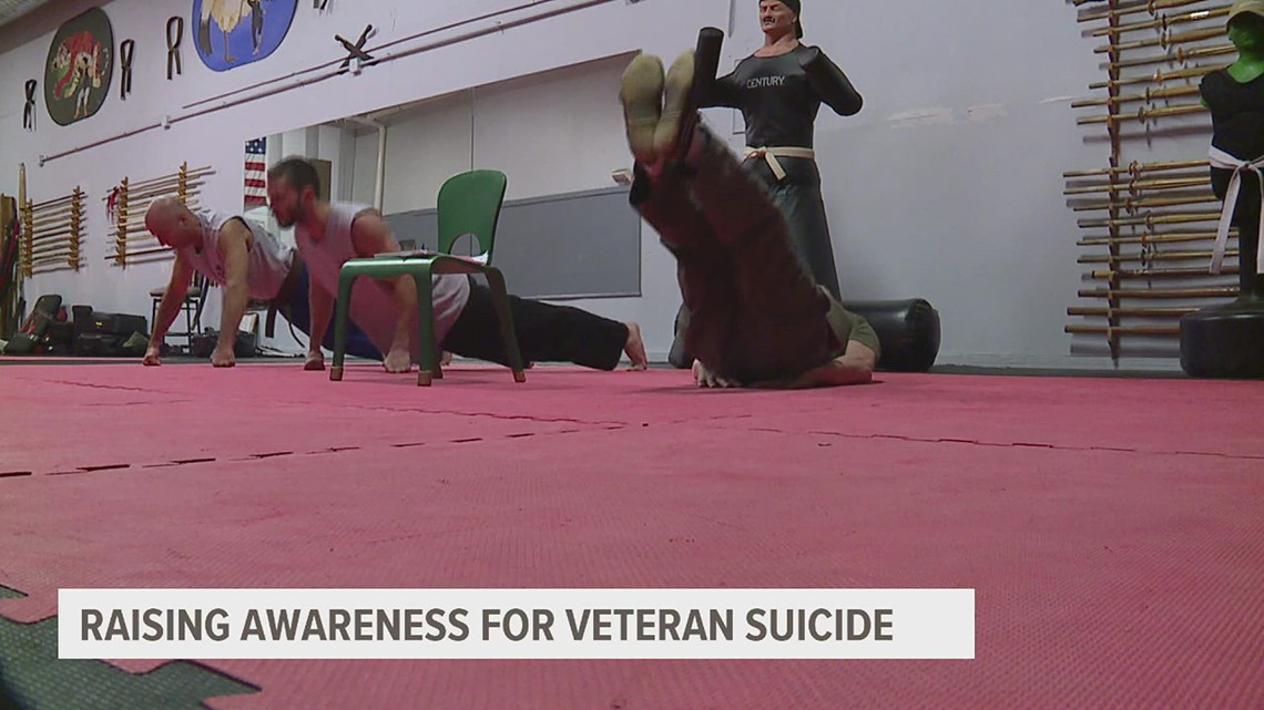 QC vet pushes 22 sit-ups and leg lifts a minute for 22 minutes raising ...
