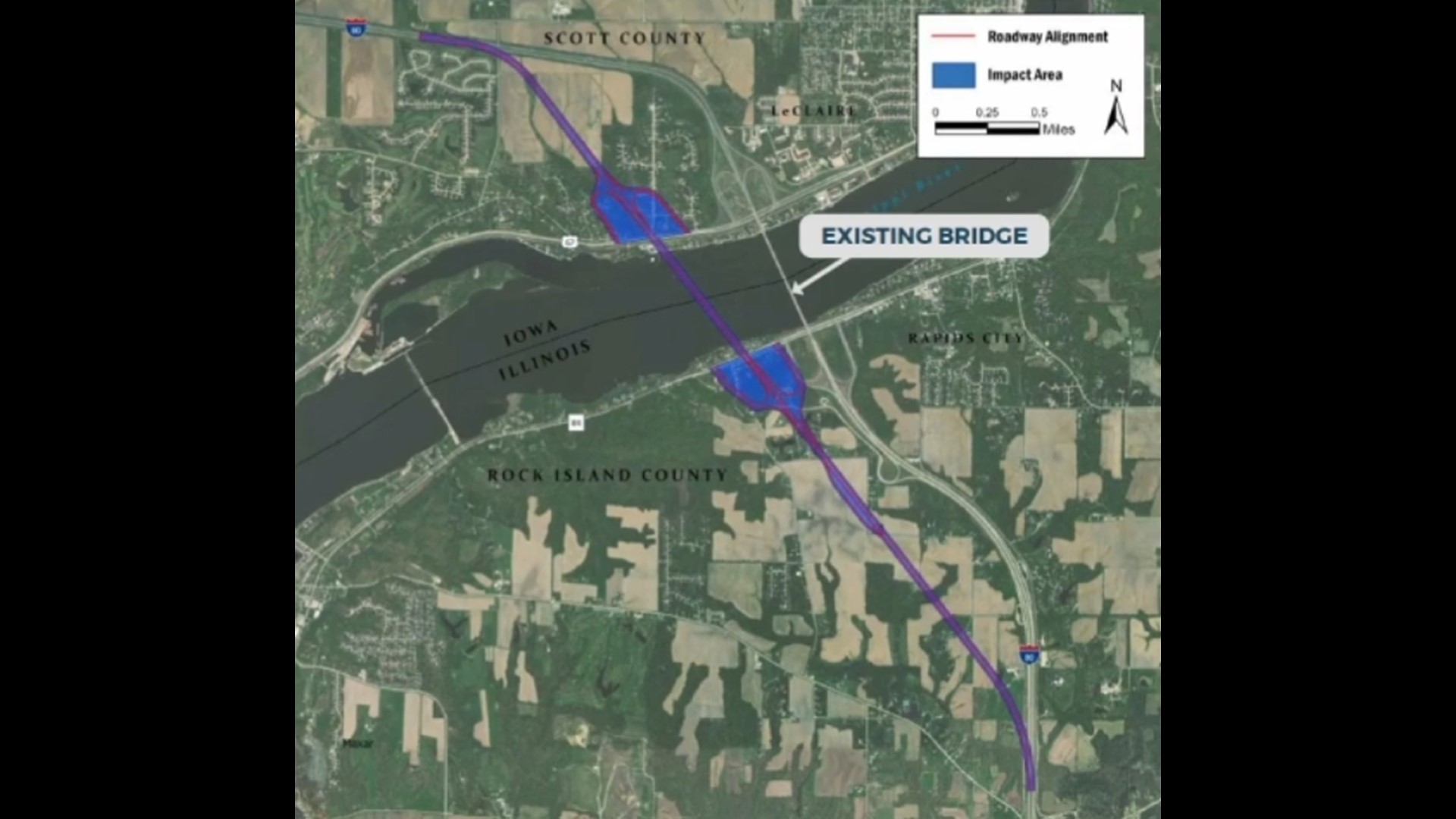 IDOT reveals 7 options for new I-80 bridge location | wqad.com
