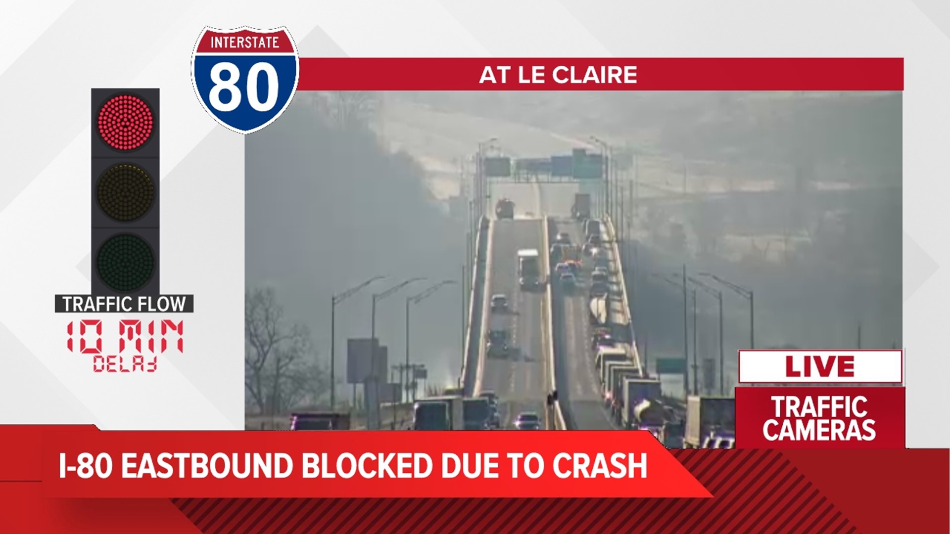 Traffic delays along I-80 Bridge | wqad.com