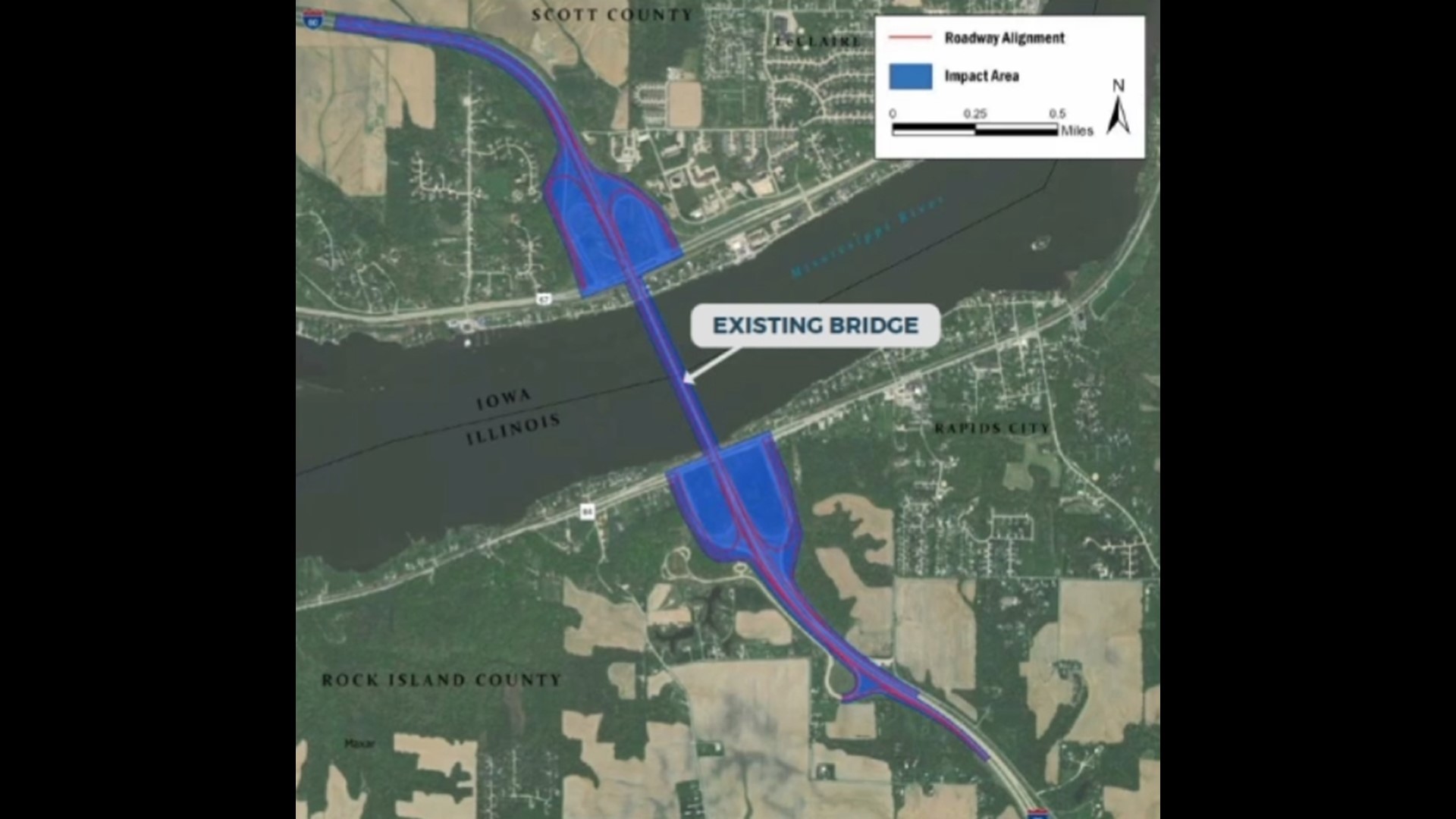 IDOT reveals 7 options for new I-80 bridge location | wqad.com