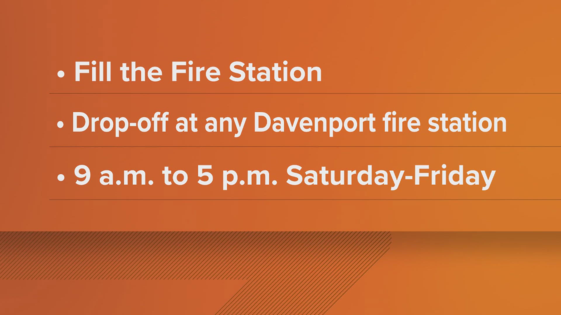 Davenport Fire collecting supplies for annual 'Fill the Fire Station ...