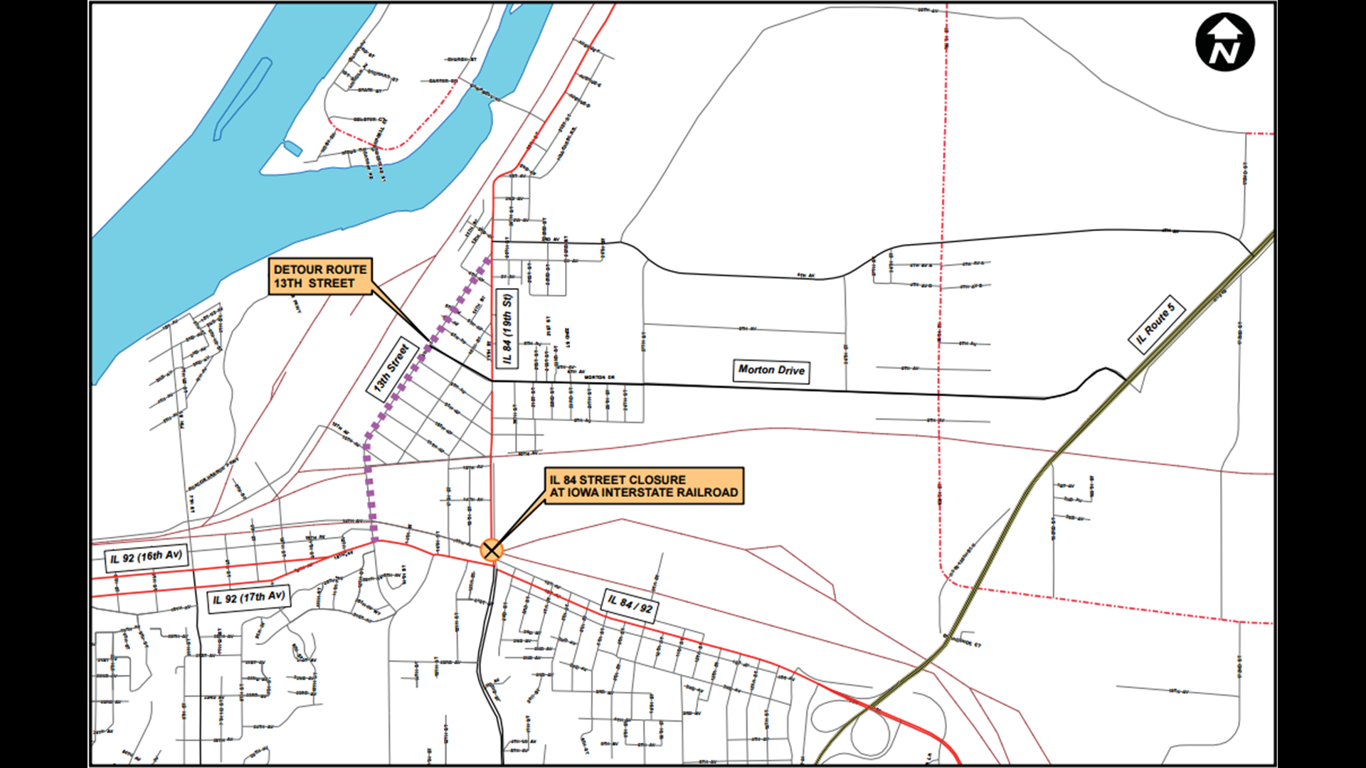 IL Route 84 temporarily closed for railroad repair in East Moline ...