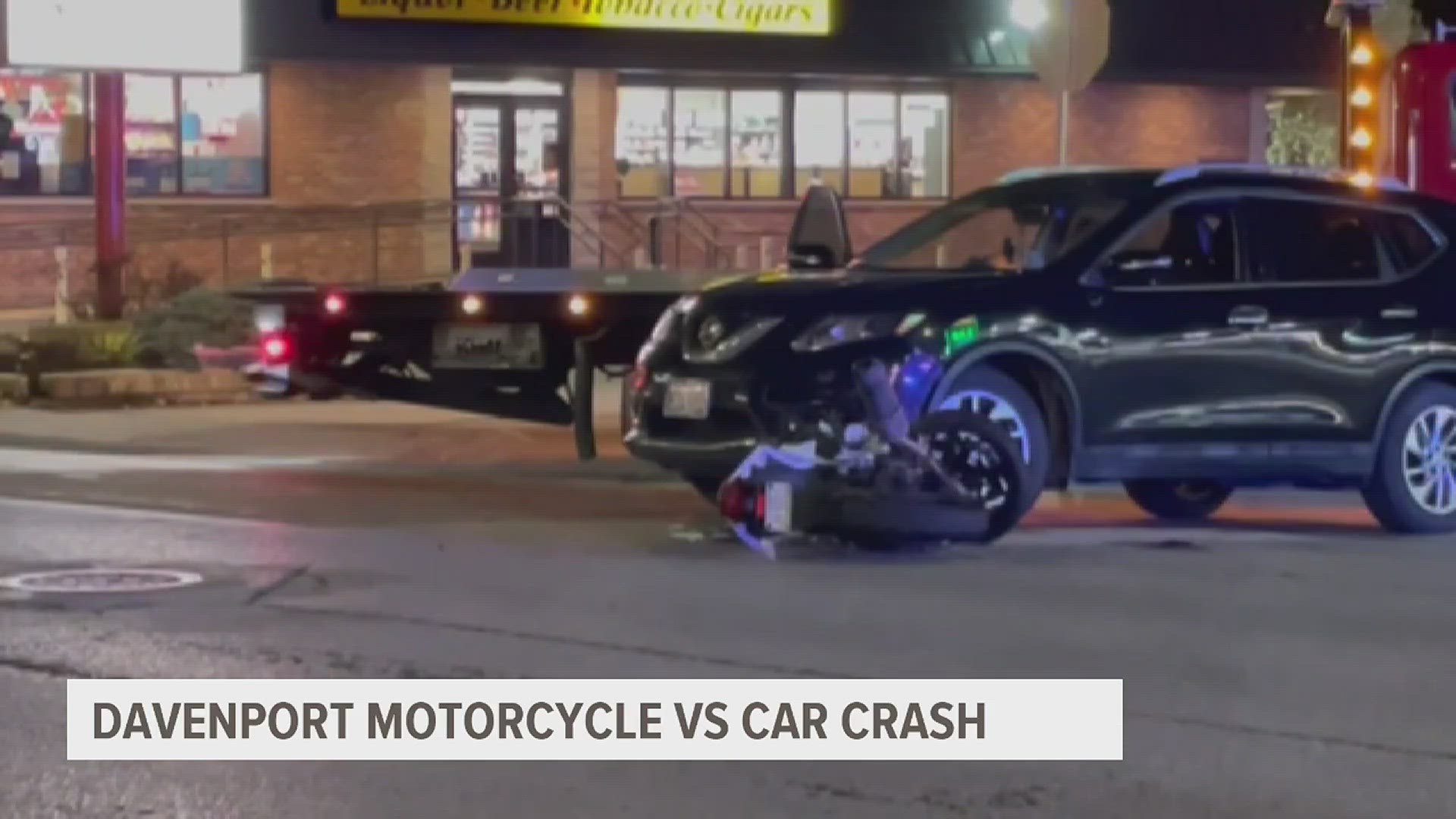 Motorcycle versus car in Davenport Saturday evening | wqad.com