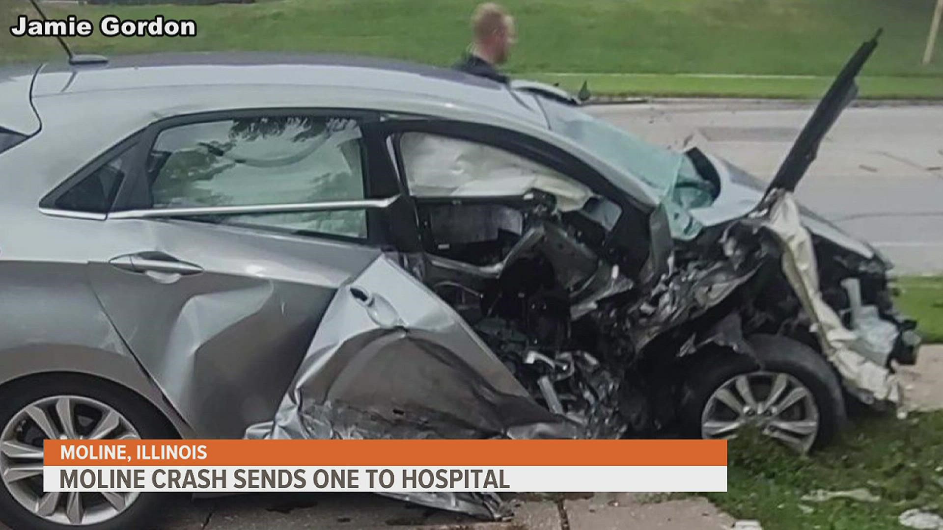 1 person is hospitalized after 2-car crash in Moline | wqad.com