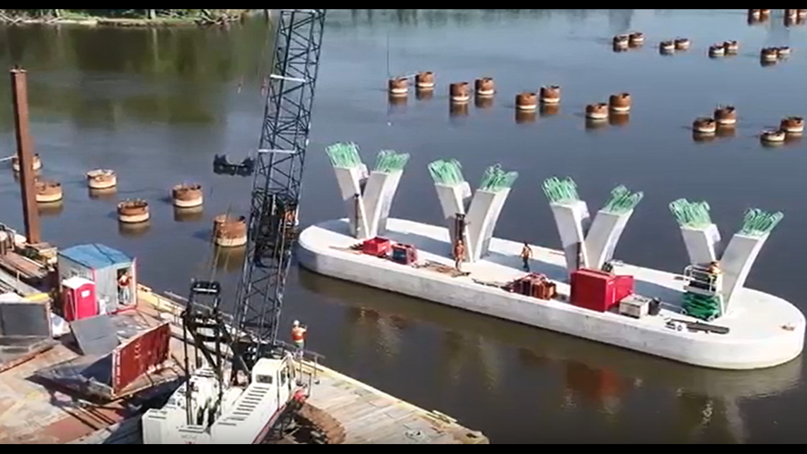 Watch: New I-DOT drone video shows I-74 bridge progress | wqad.com