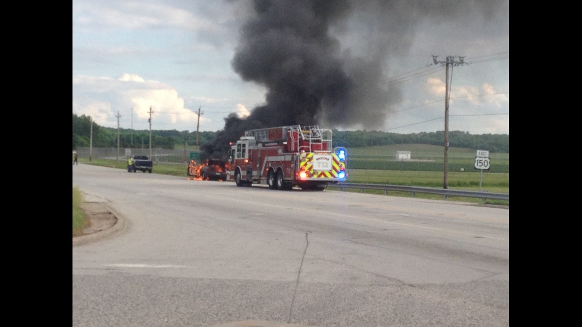 Car fire on Route 150 in Moline causes some traffic rerouting | wqad.com
