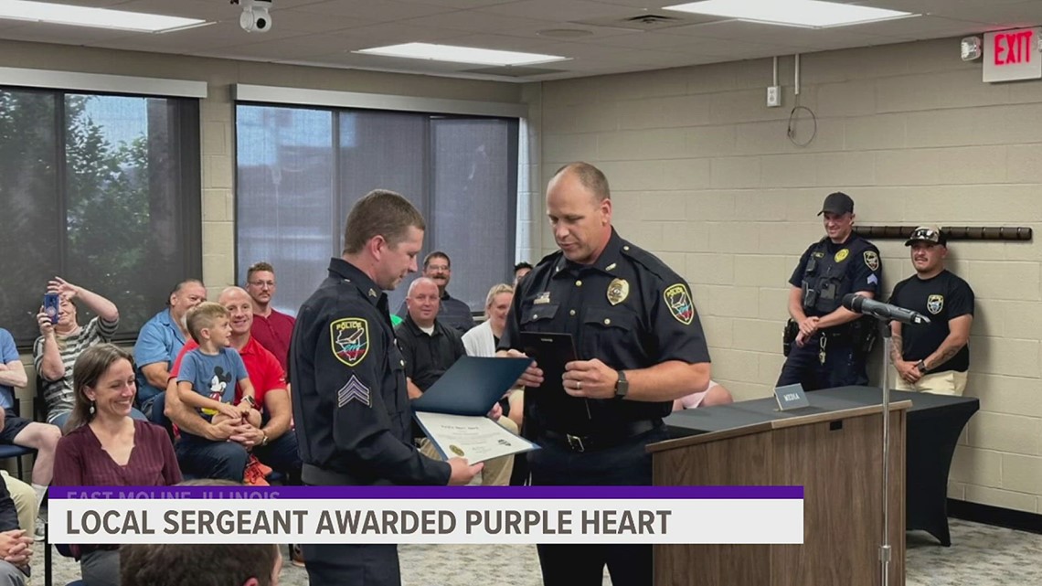 East Moline police officer receives Purple Heart Award from department ...