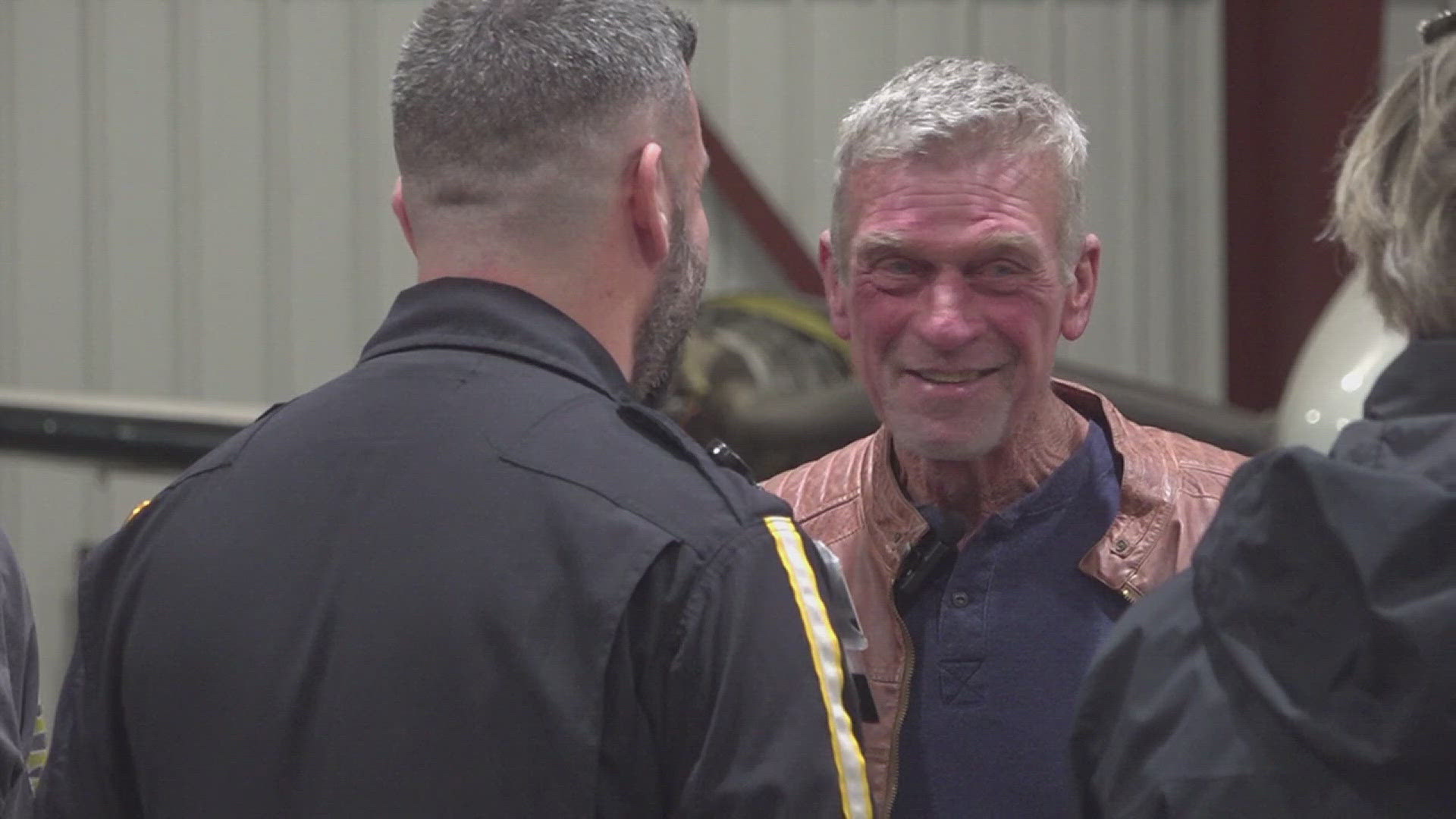 Heart attack victim reunites with helicopter medics who saved his life ...