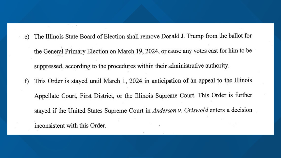 Cook County judge orders Trump removed from GOP ballot | wqad.com
