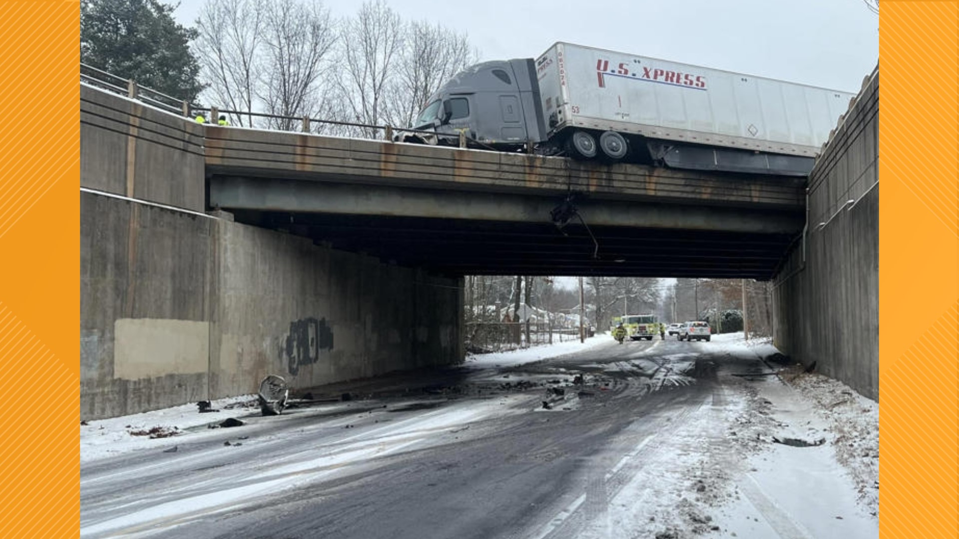 Connecticut first responders rescuing semi driver after vehicle rolls ...
