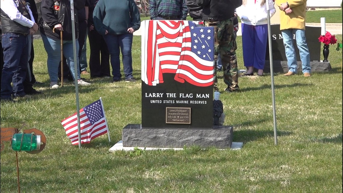 Headstone for Larry 'The Flag Man' Eckhardt | wqad.com