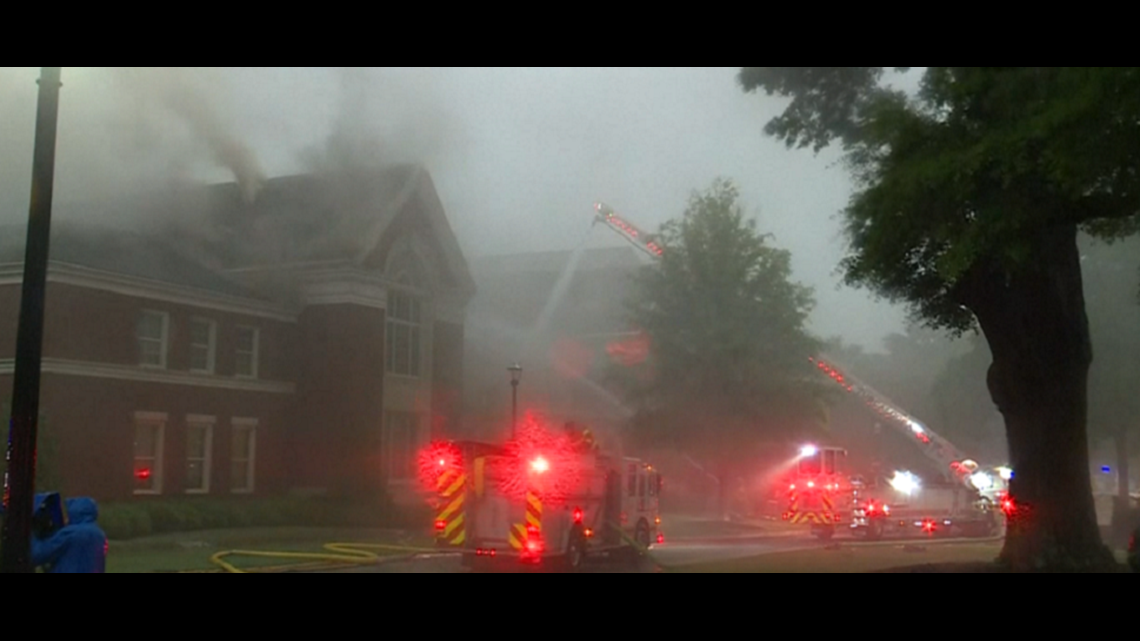 Fire during severe weather damages Alabama music building | wthr.com
