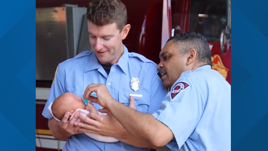 Indy first responders hold baby girl they helped deliver | wthr.com