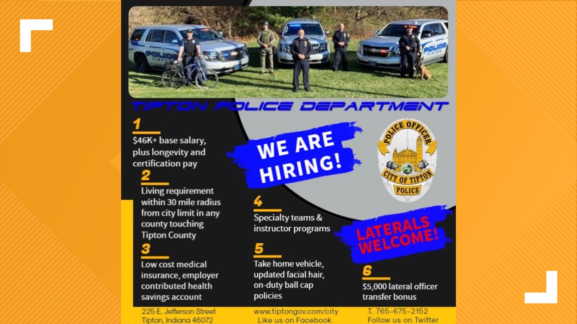 Tipton approves 'lateral transfer award' to attract experienced police ...