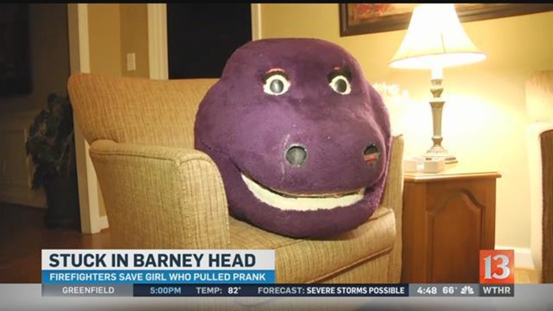 Alabama teen gets head stuck inside Barney costume | wthr.com