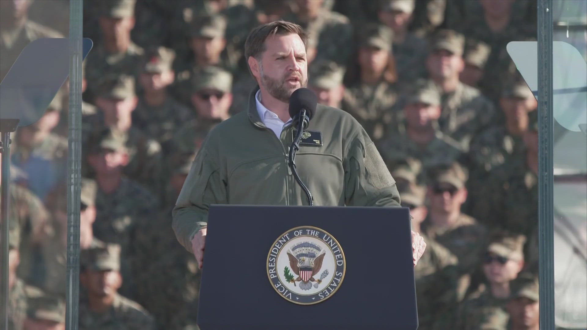 Vice President JD Vance discusses government shutdown during Marine ...