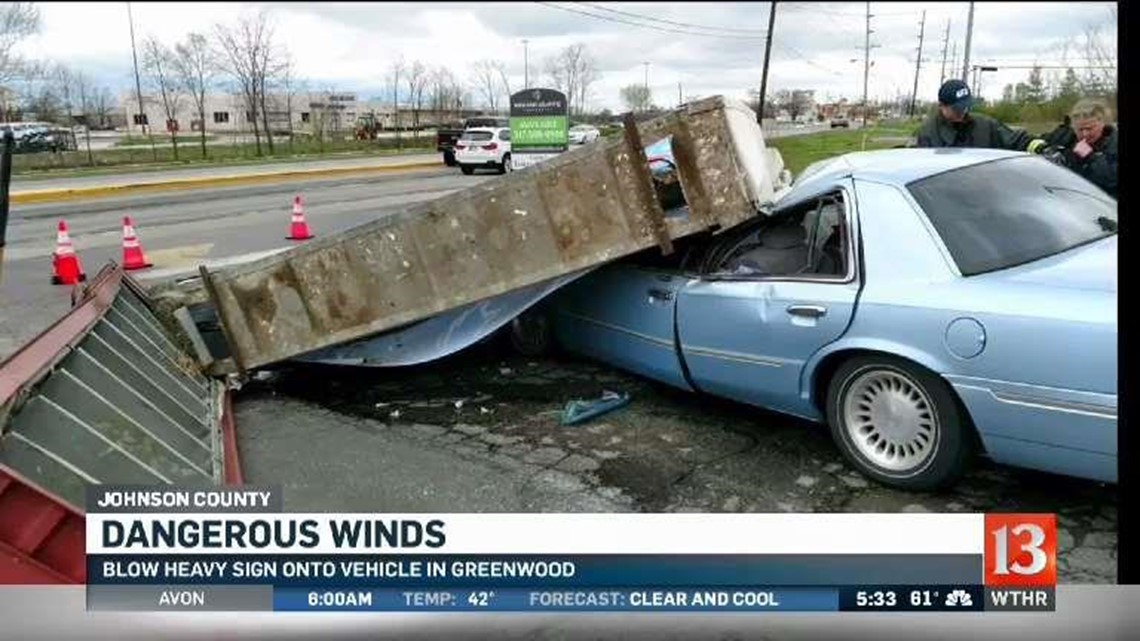 Woman critically injured when sign falls on car | wthr.com