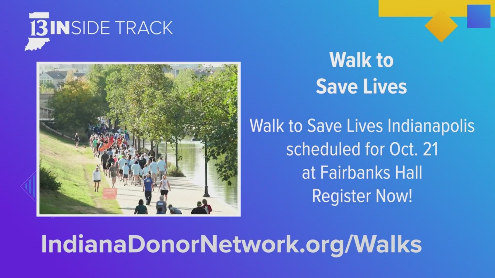 Indiana Donor Network's Walk to Save Lives is October 21, 2023 | wthr.com