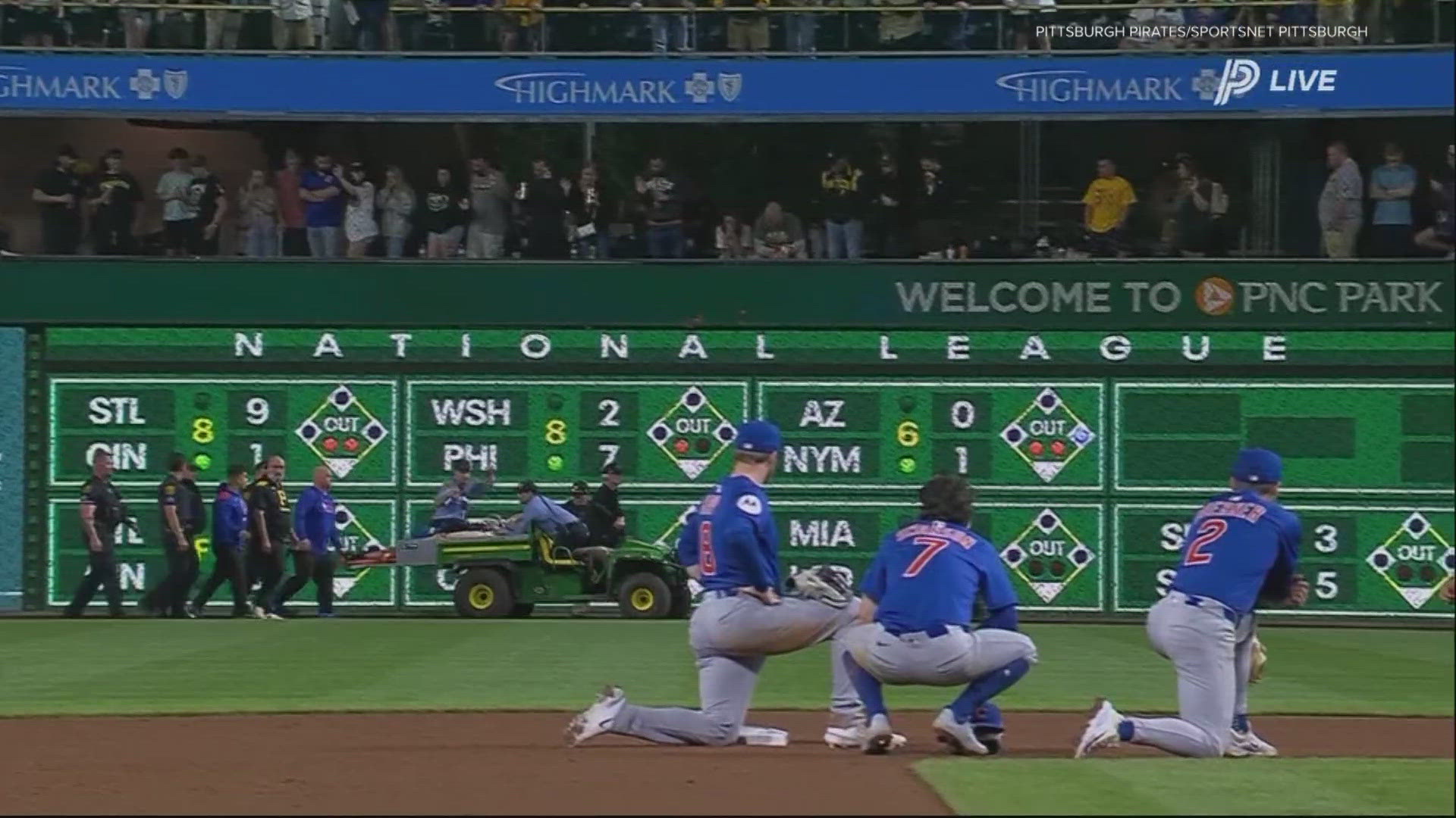 Fan falls from 21-foot wall at Pirates-Cubs game | wthr.com
