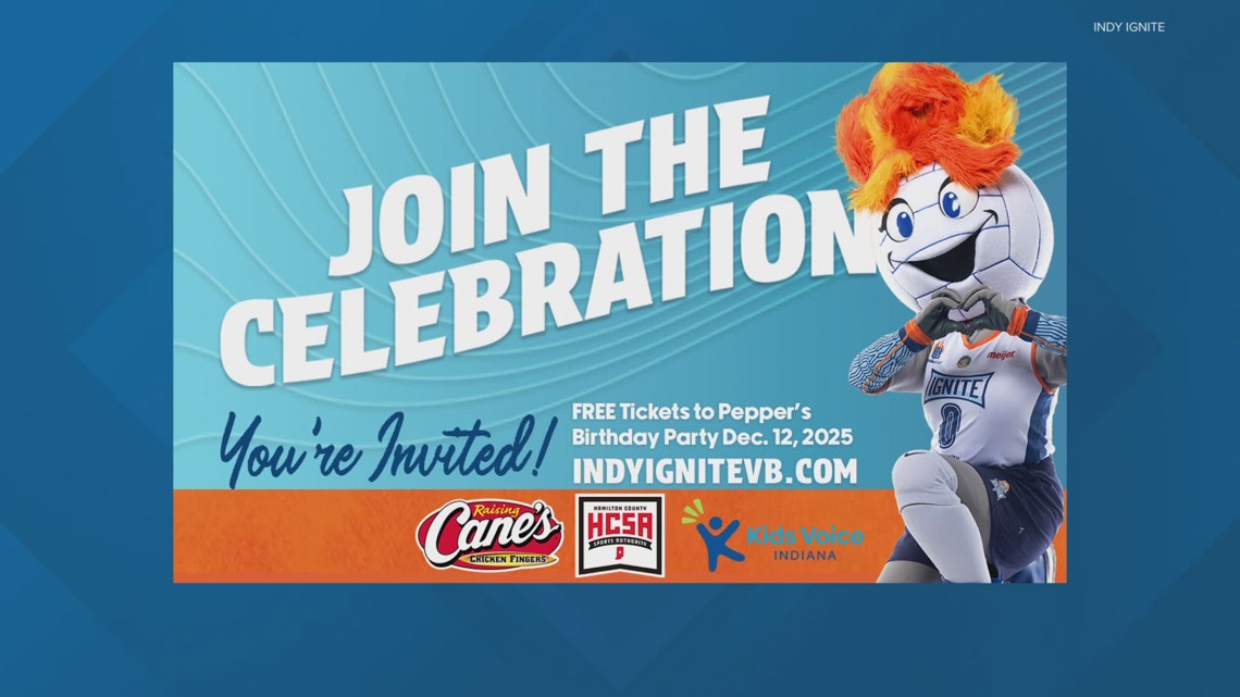 Indy Ignite celebrating mascot Pepper's 1st birthday at Fishers Event ...