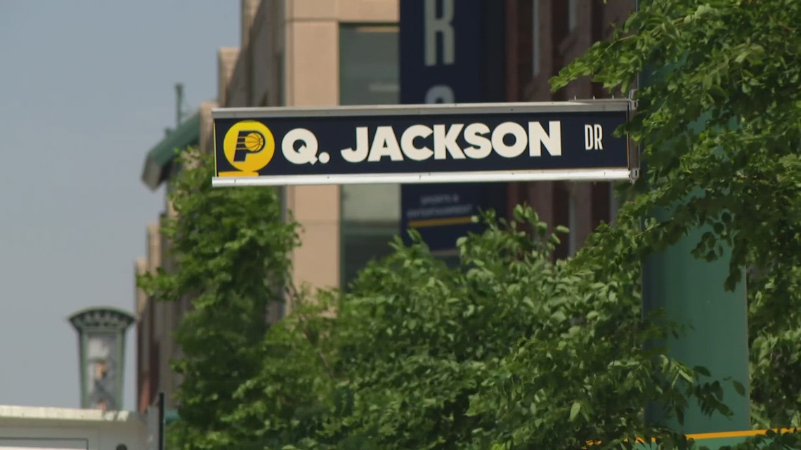 Street signs, JW Marriott graphic celebrate Indiana Pacers Finals run ...