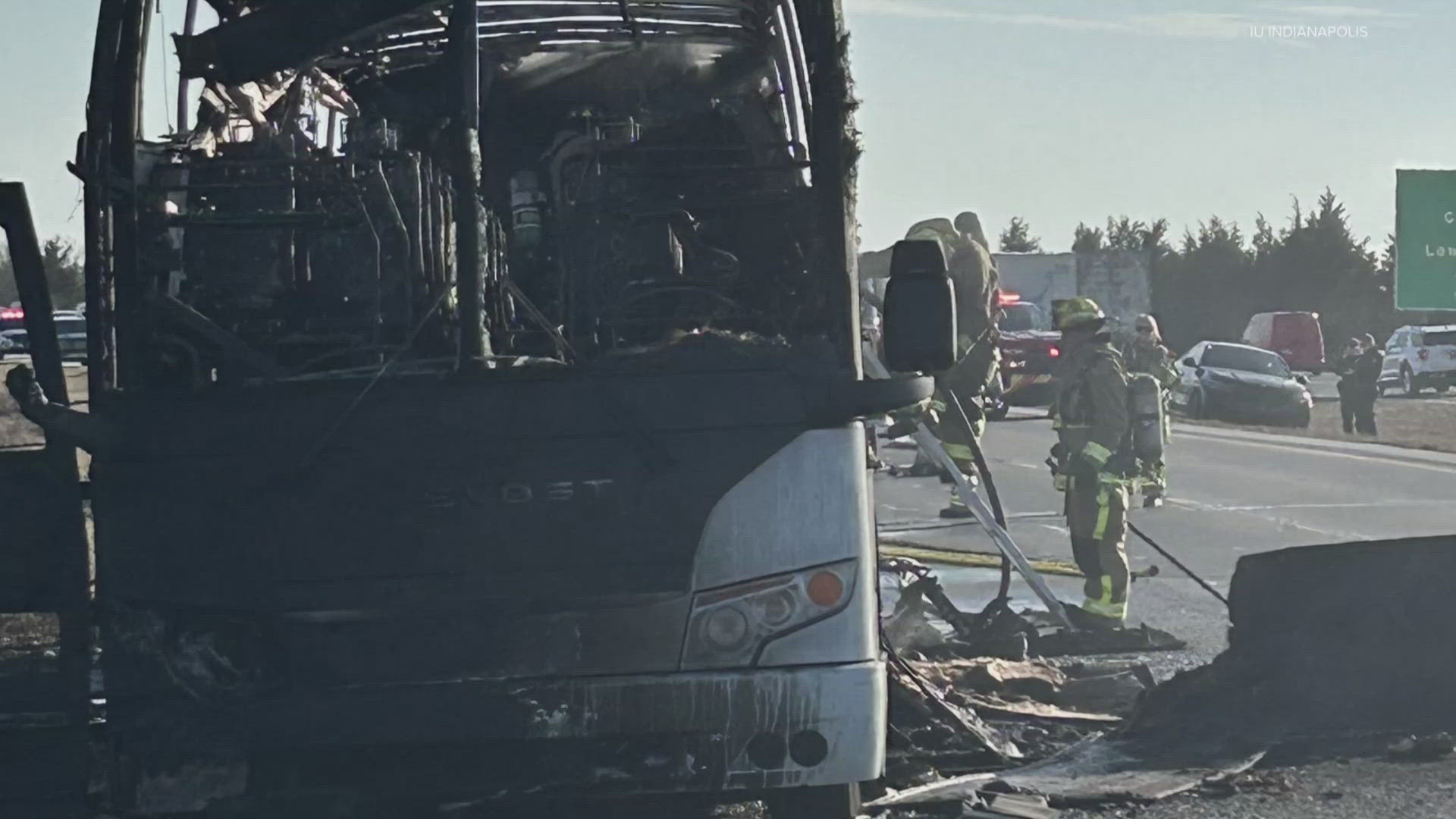 IU Indy men's basketball team evacuates bus on fire in southern Indiana ...