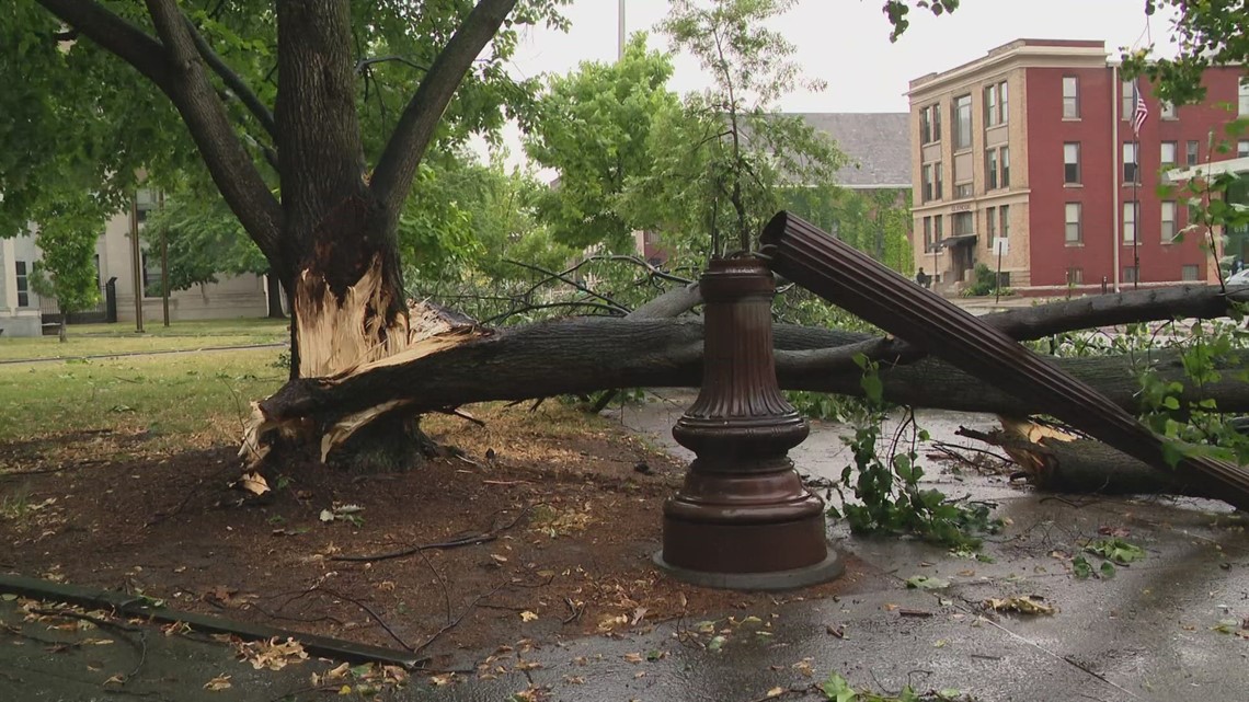 Strong storms leave damage in downtown Indianapolis | wthr.com
