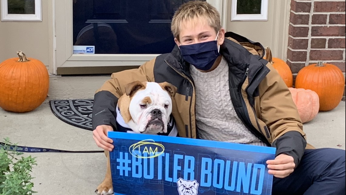 Butler Blue IV surprises Westfield High School senior with offer | wthr.com