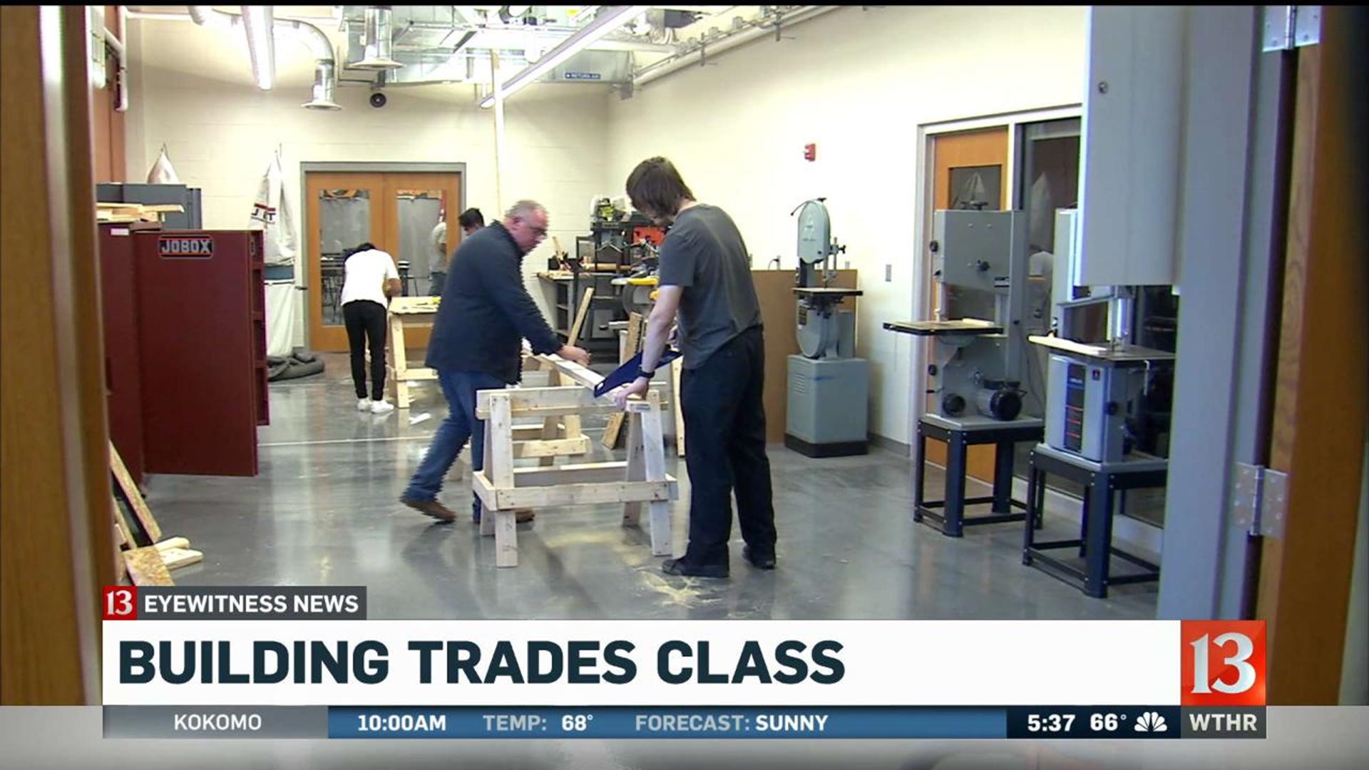 High school students in construction apprenticeship as part of course ...