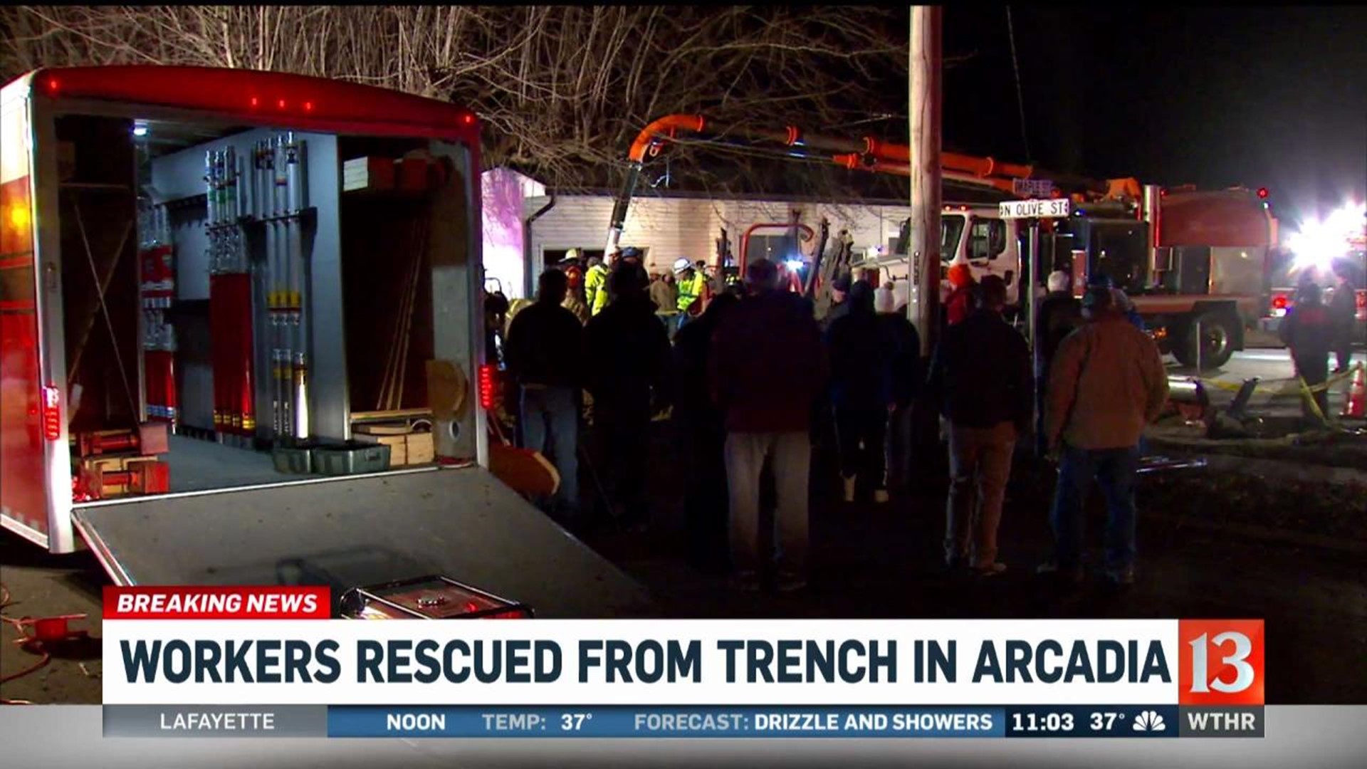 Firefighters rescue 2 workers trapped in trench in Arcadia | wthr.com