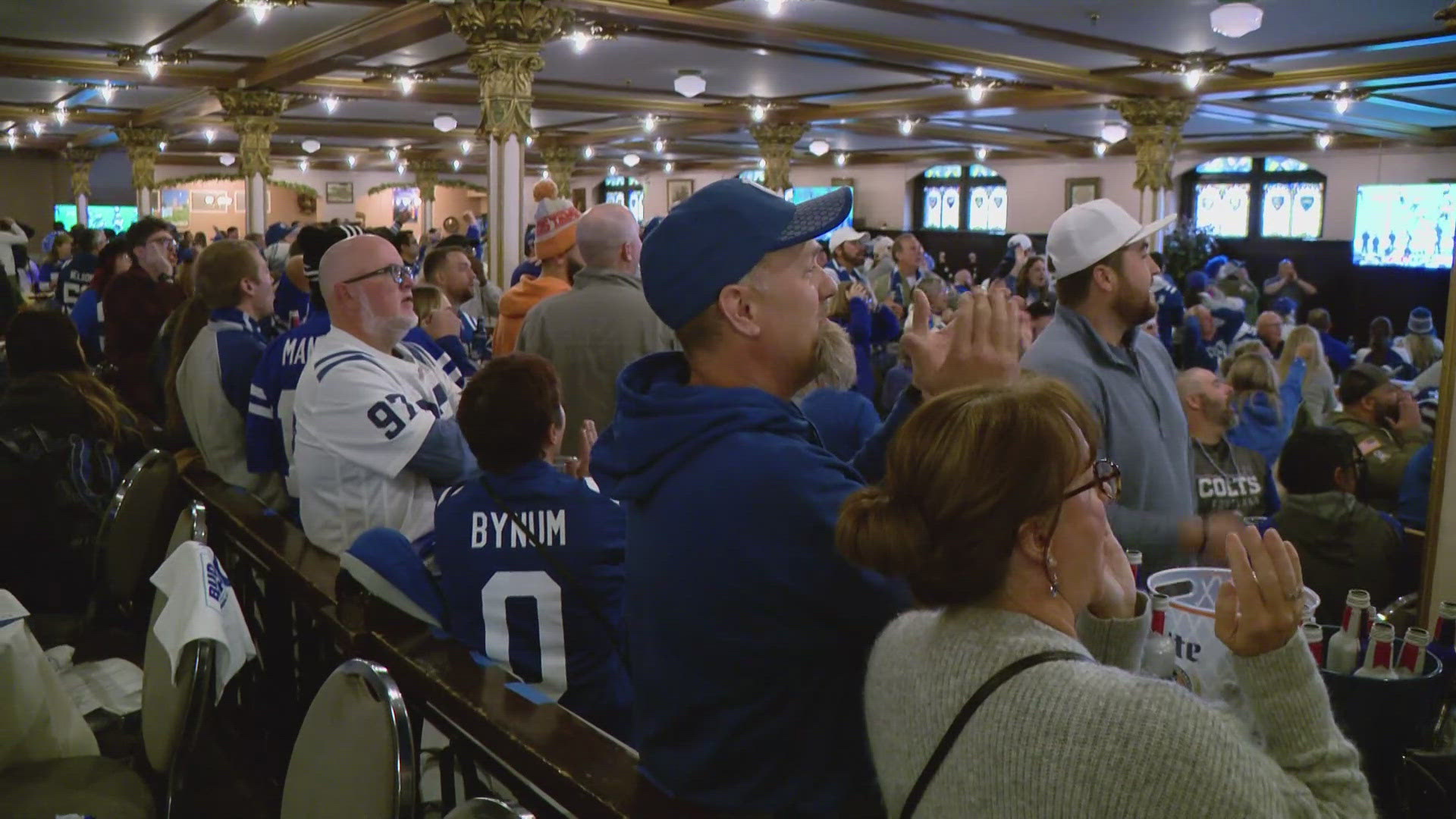 Colts fans celebrate win over Falcons at the Rathskeller's sold out ...