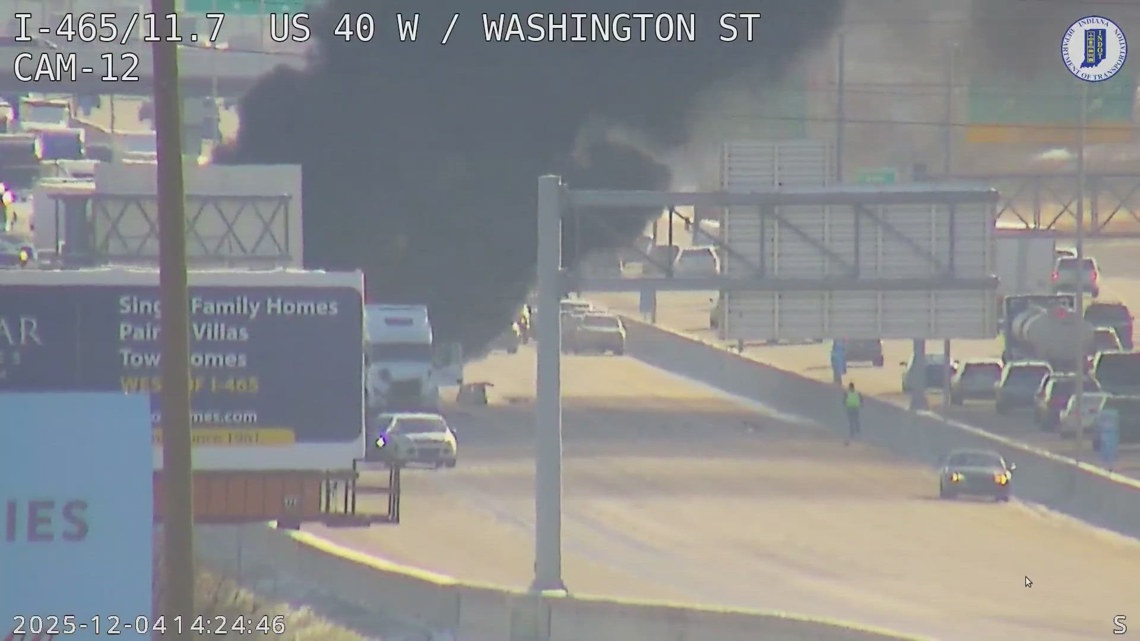 Semi truck crash, fire closes northbound lanes of I-465 on Indy's west ...