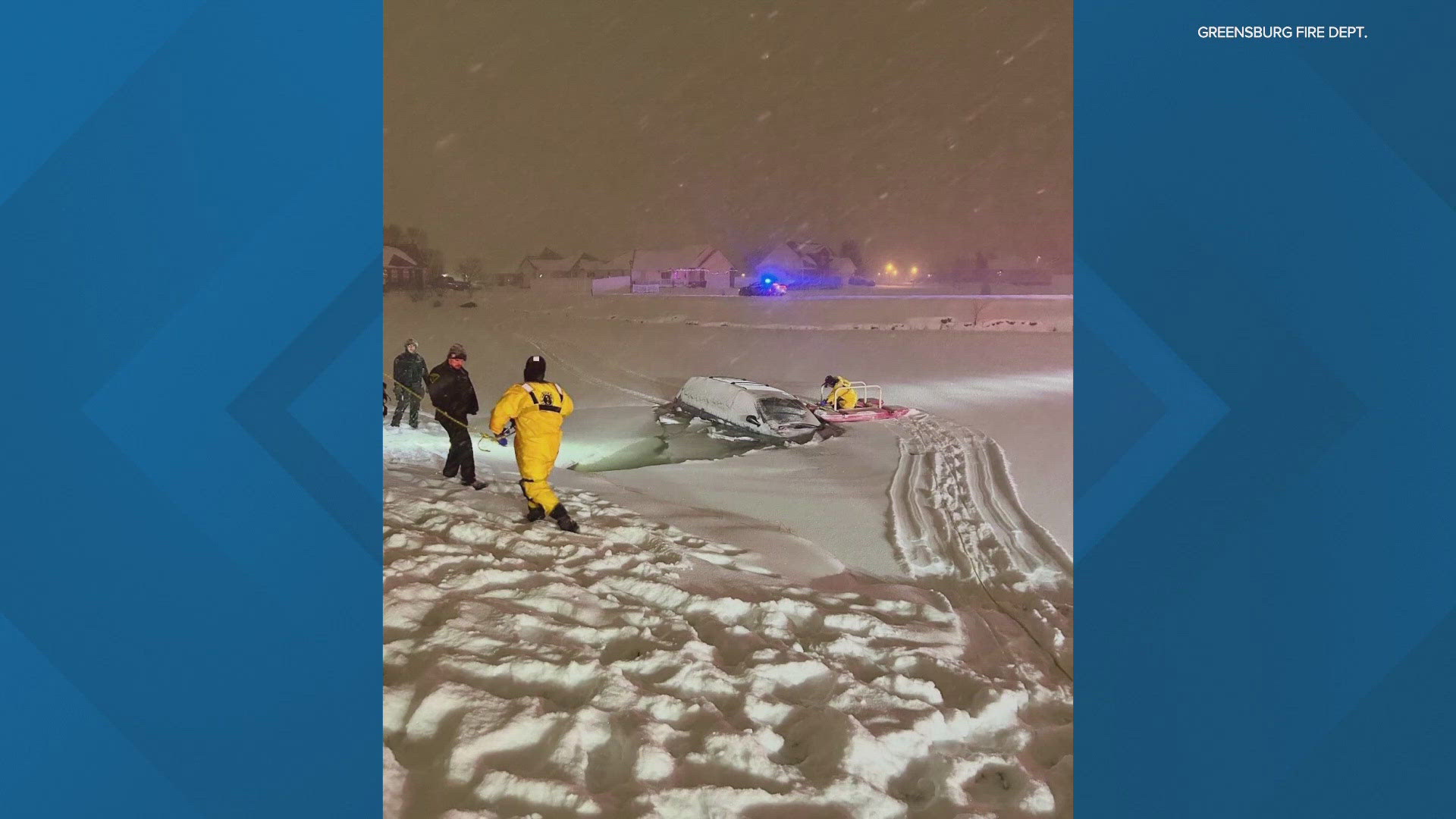 Person rescued after crashing car into Greensburg pond | wthr.com