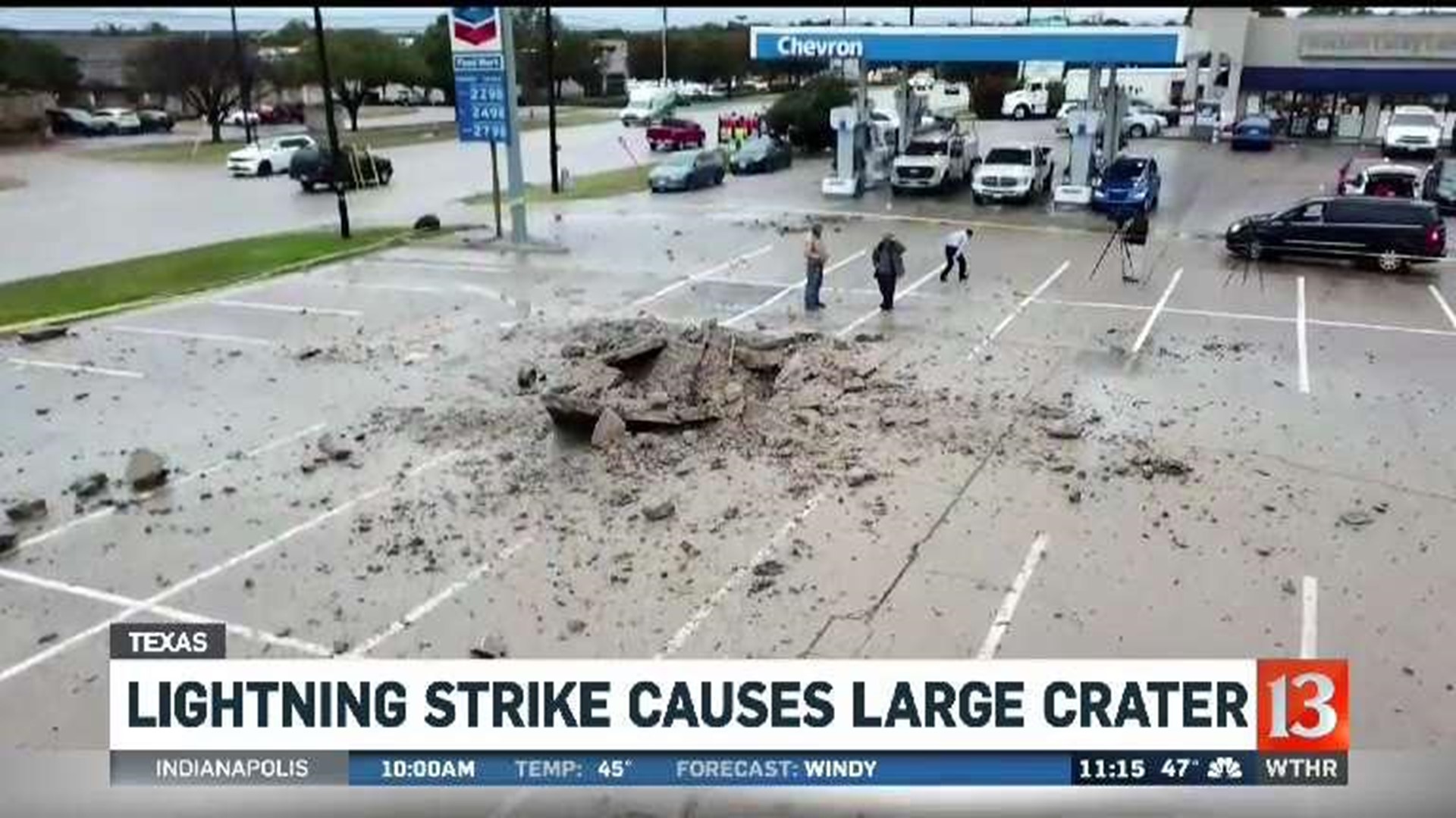 Lightning strike leaves massive hole in Texas parking lot | wthr.com