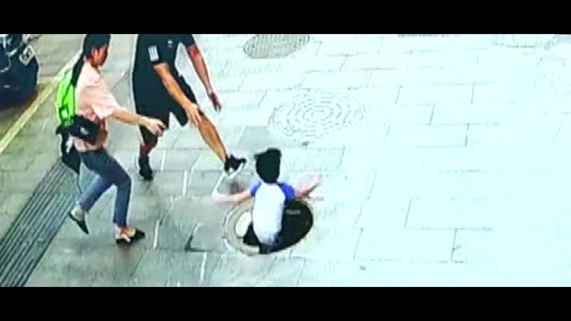 VIDEO: Curious boy falls into manhole | wthr.com