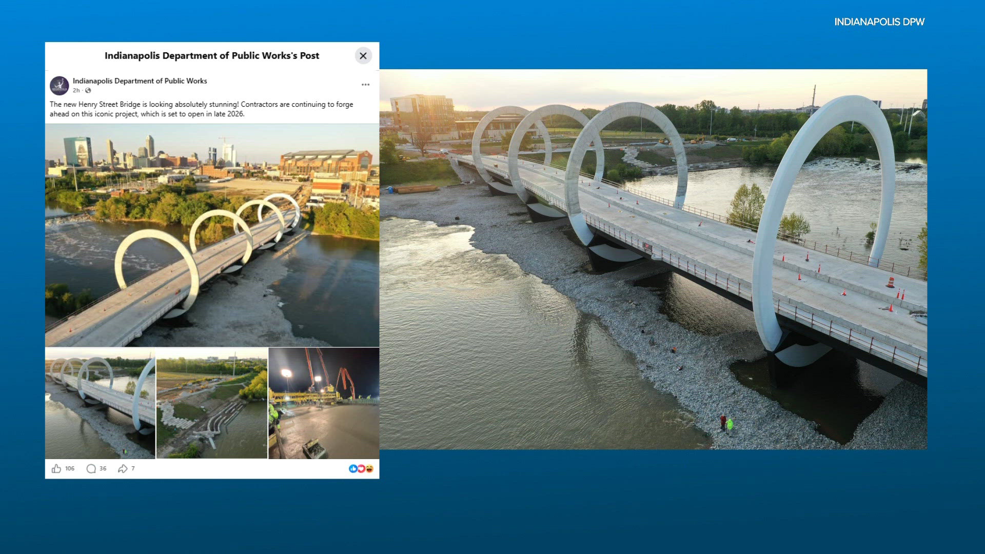 Indianapolis DPW shares new pictures of Henry Street bridge ...