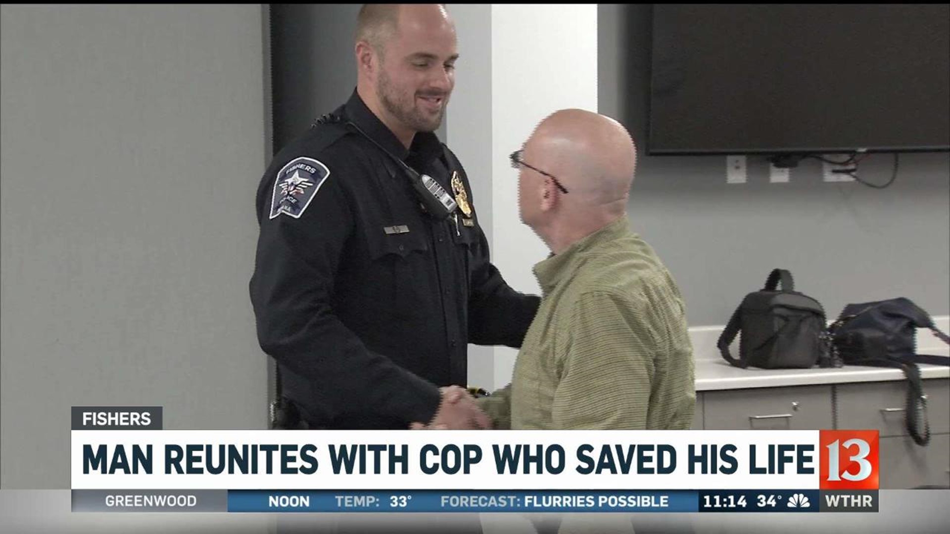 Fishers man meets first responders who saved his life with AED | wthr.com