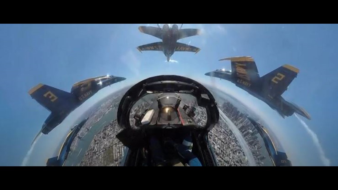 Here's what it looked like in the cockpit of the Blue Angels NYC ...
