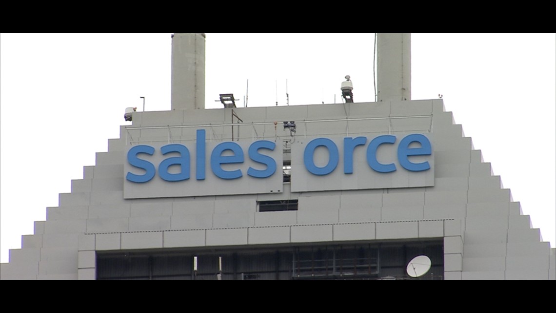 Salesforce name now atop Indiana's tallest building | wthr.com