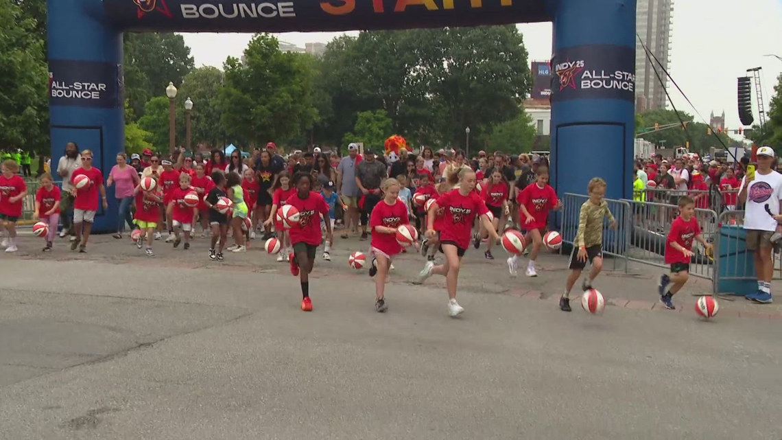 2,500 kids dribble basketballs in downtown Indianapolis for WNBA All ...