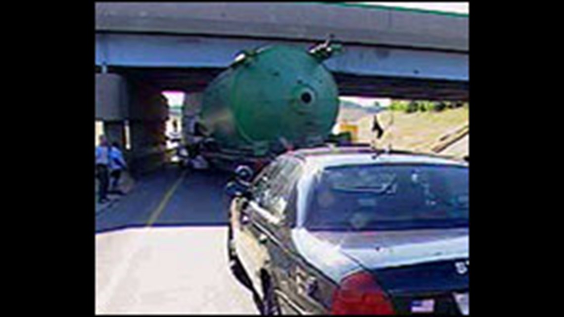 Semi stuck under East St. bridge | wthr.com