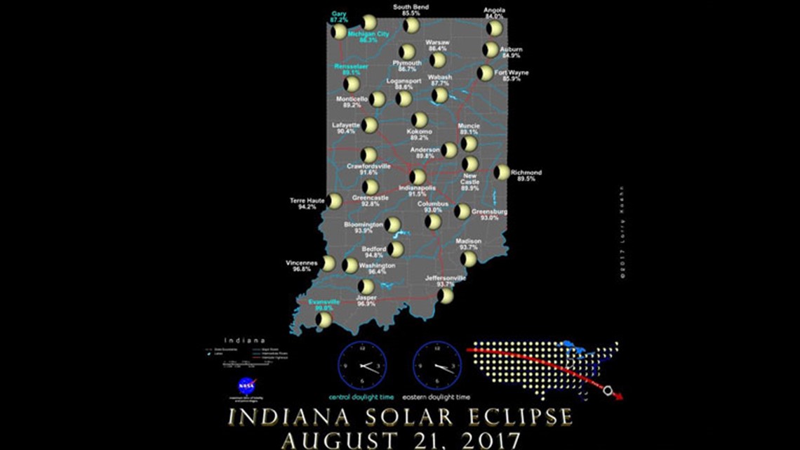 Solar eclipse: Indiana map shows darkest cities | wthr.com
