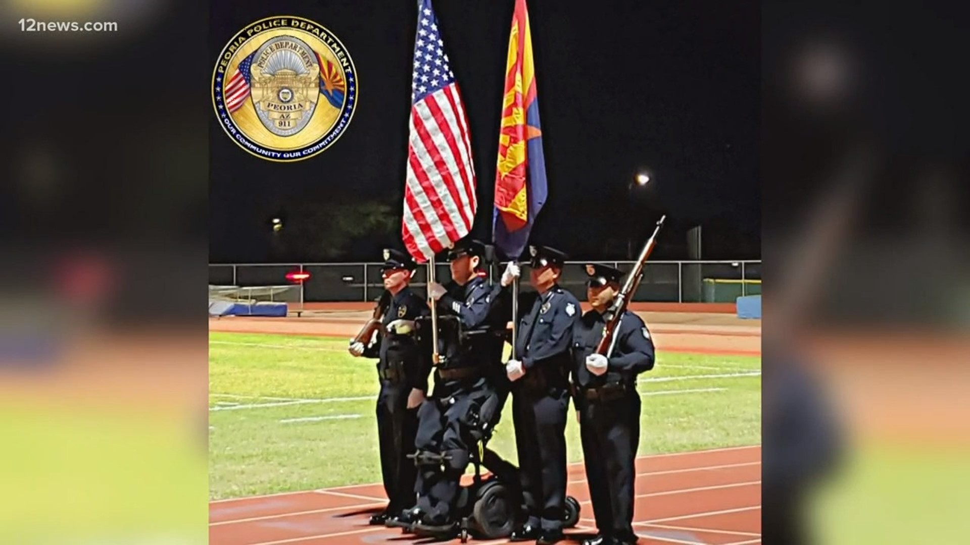 Arizona police officer stands for national anthem for first time since ...