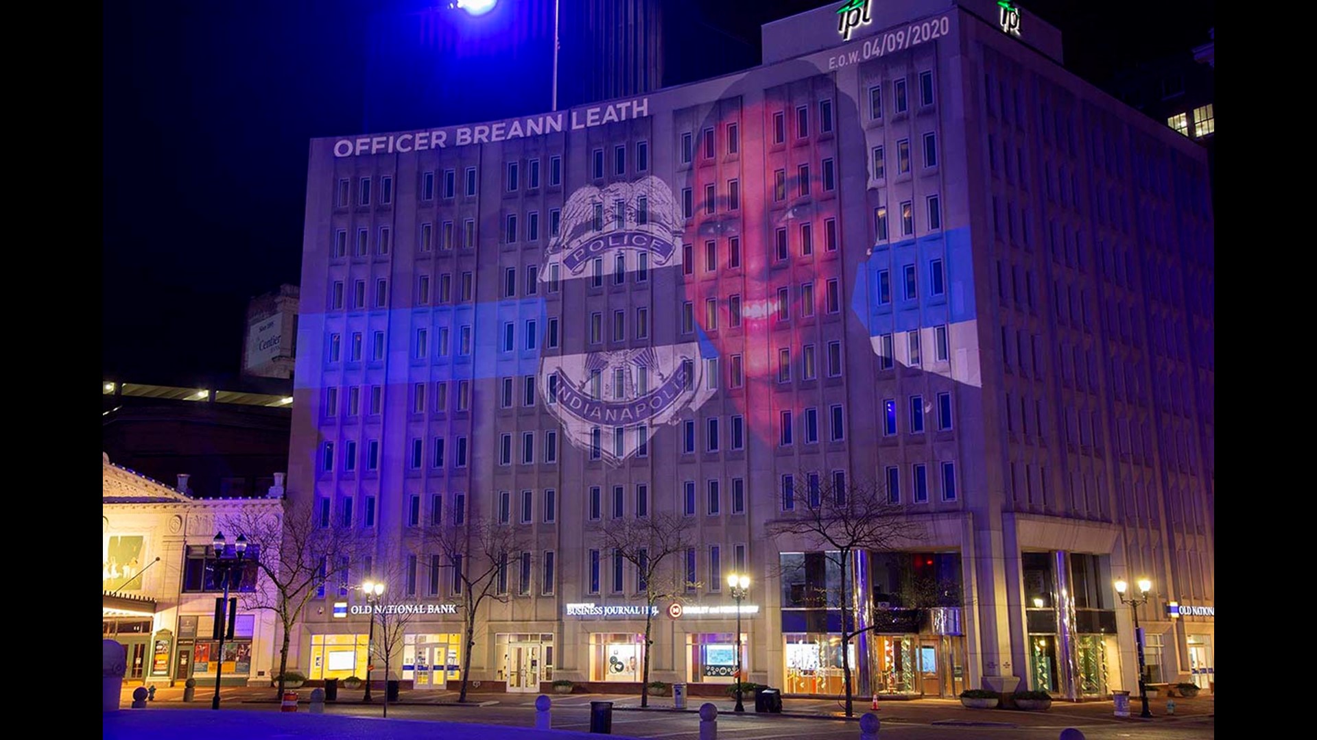 Monument Circle lit up to honor fallen officer Breann Leath | wthr.com